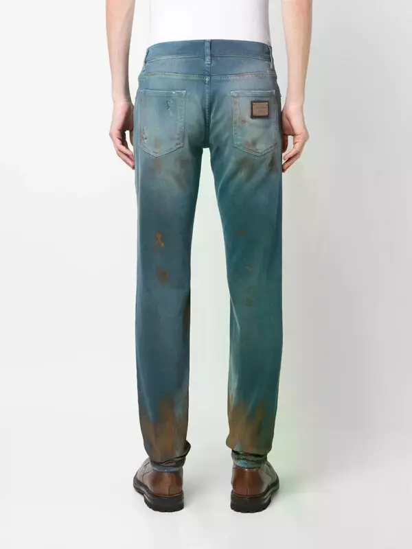 Dolce & Gabbana Distressed Straight-leg Jeans