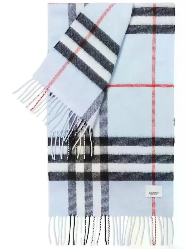 Burberry Checked Cashmere Scarf - Blue