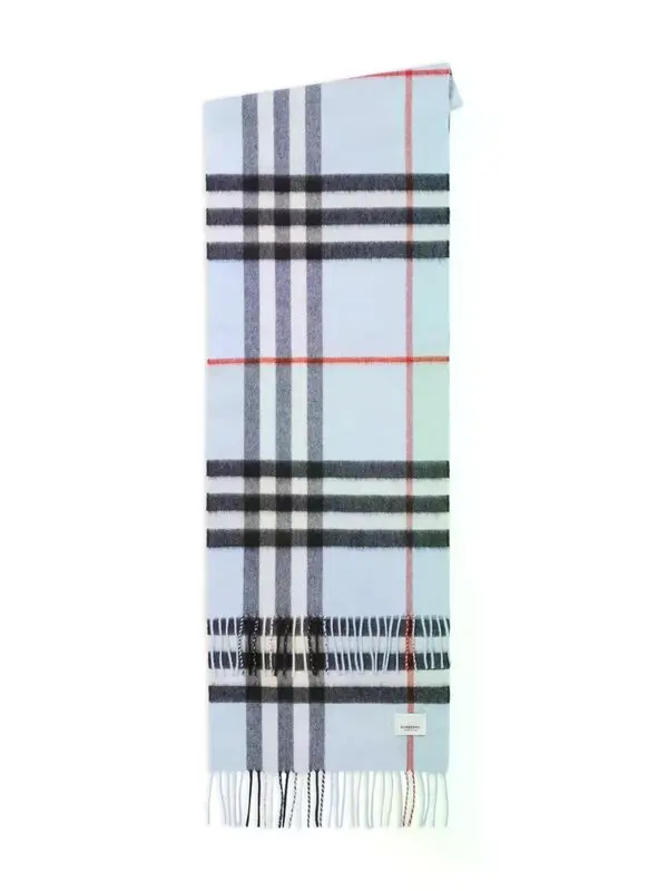 Burberry Checked Cashmere Scarf - Blue