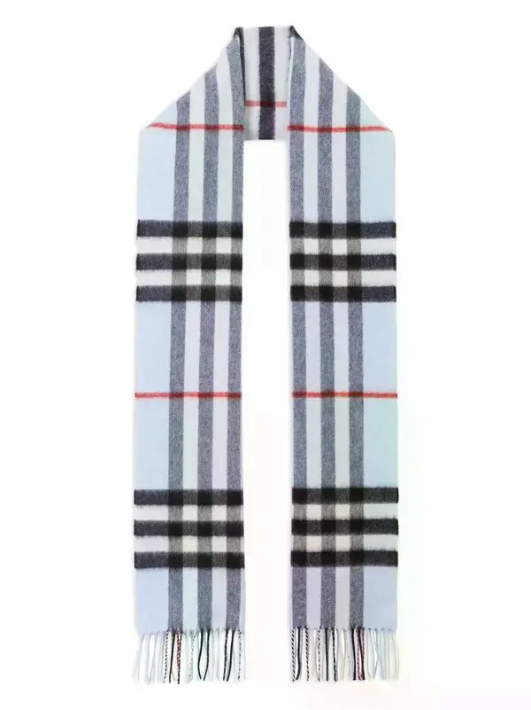 Burberry Checked Cashmere Scarf - Blue