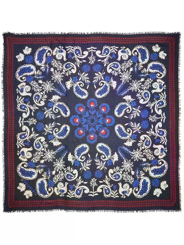 La DoubleJ Forest Bandana-print Scarf - Blue