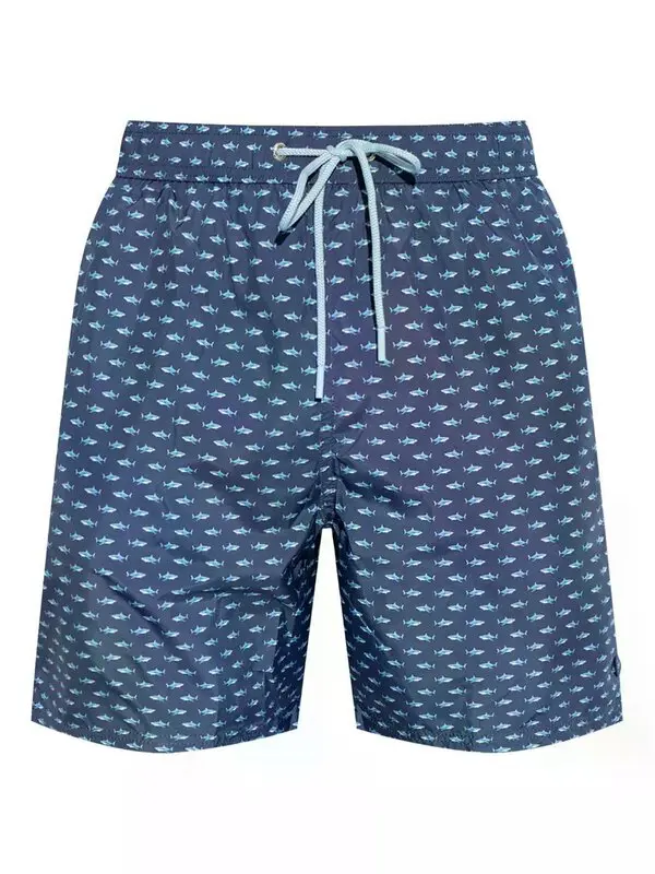 Paul & Shark Shark-print Swim Shorts - Blue