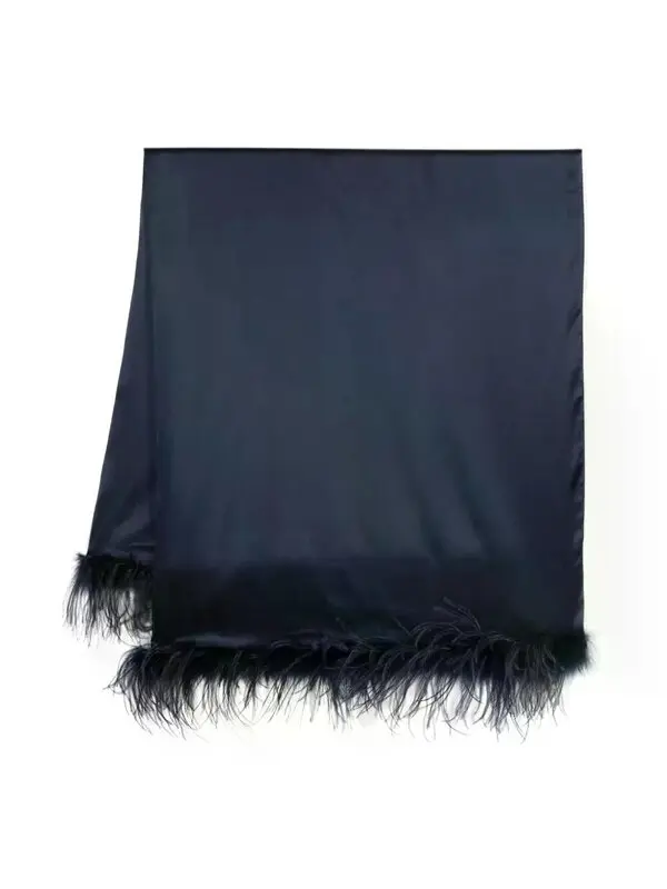 STYLAND Ostrich-feather Satin Scarf - Blue
