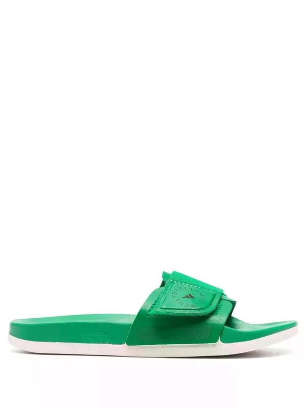 Adidas By Stella McCartney Logo Touch-strap Sliders - Green