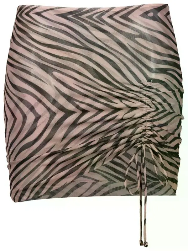 AMIR SLAMA Geometric Animal-pattern Miniskirt - Brown
