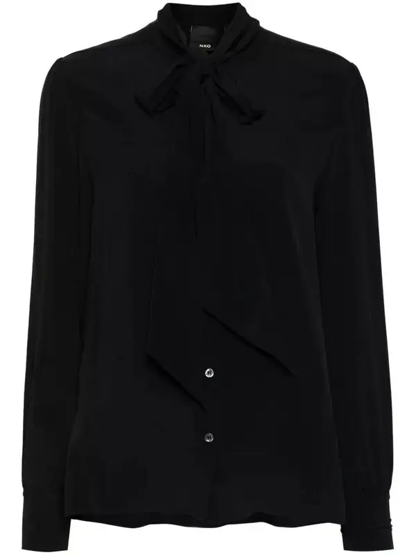 Pinko Cassaforte Chiffon Crepe Pussy-bow Shirt - Black