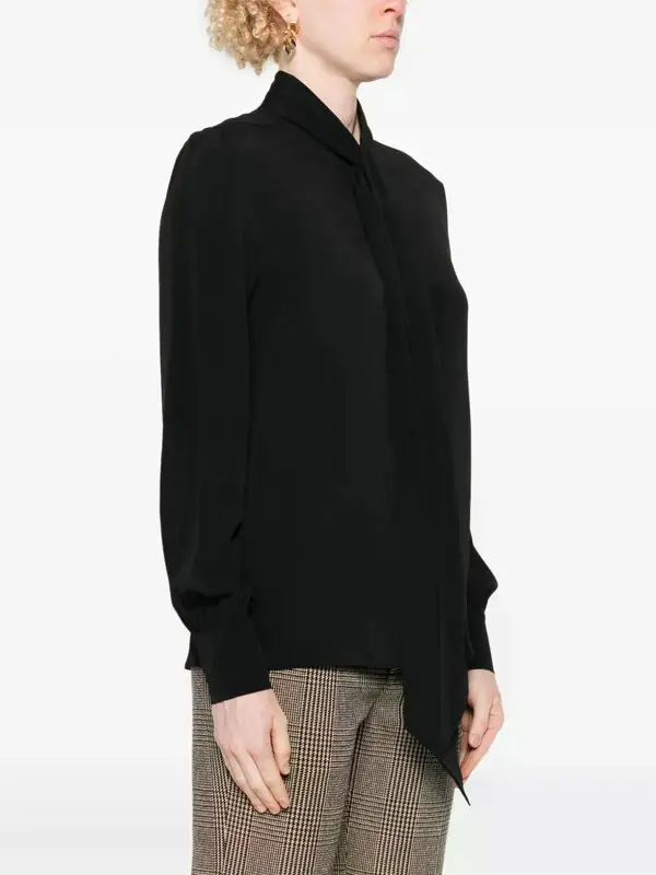 Pinko Cassaforte Chiffon Crepe Pussy-bow Shirt - Black