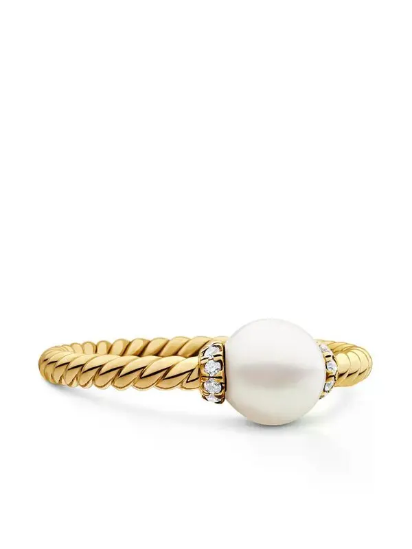 David Yurman 18k Yellow Petite Solari Pearl And Diamond Ring - Gold