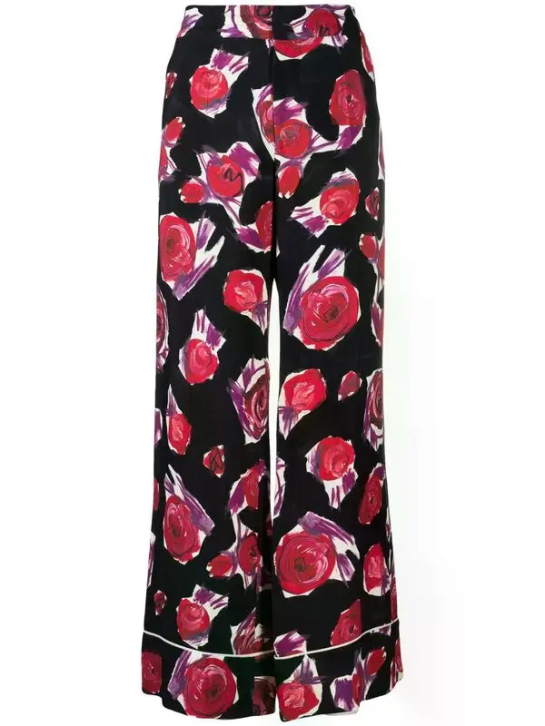 Marni Floral-print Wide-leg Trousers