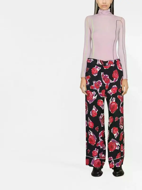 Marni Floral-print Wide-leg Trousers