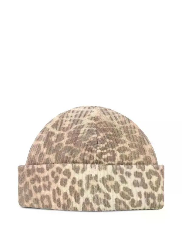 GANNI Leopard-print Beanie - Neutrals