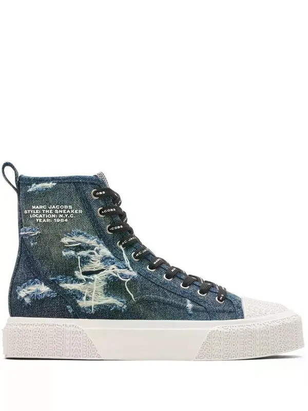 Marc Jacobs Rip And Tear High Top Denim Sneakers