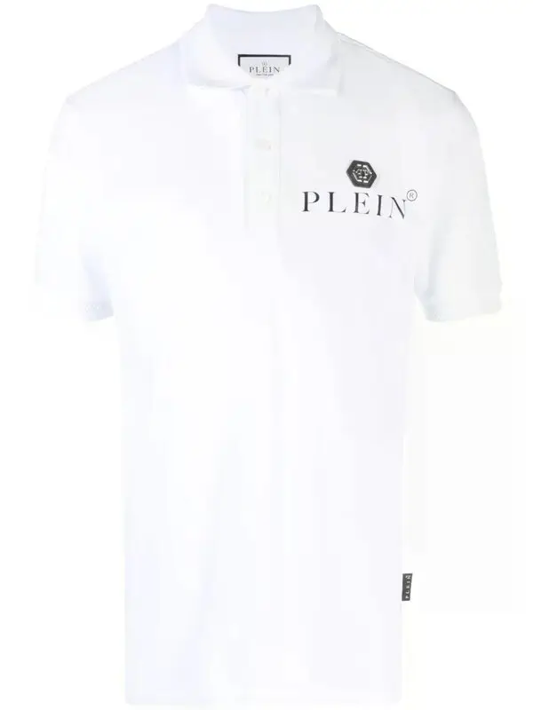 Philipp Plein Iconic Piqué Cotton Polo Shirt - White