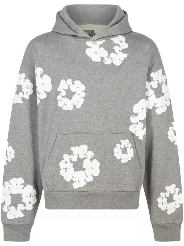 DENIM TEARS Printed Cotton Wreath Hoodie - Grey