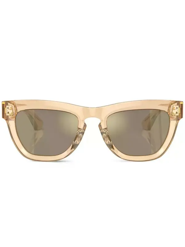 Burberry Logo-engraved Square-frame Sunglasses - Brown