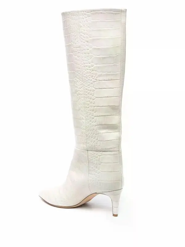 Paris Texas Croc-effect Stiletto Boots - White
