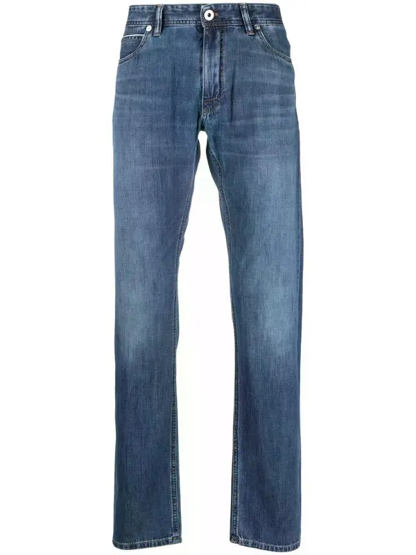 Brioni Straight-leg Cotton Trousers - Blue