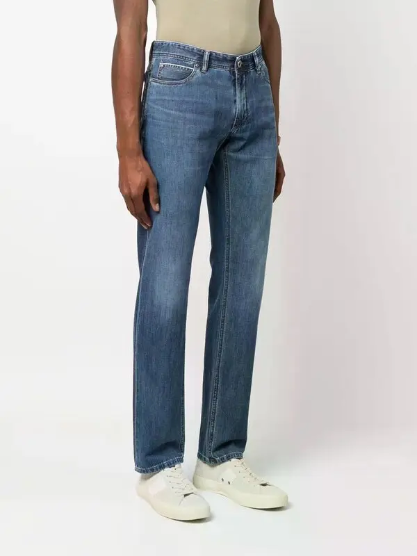 Brioni Straight-leg Cotton Trousers - Blue