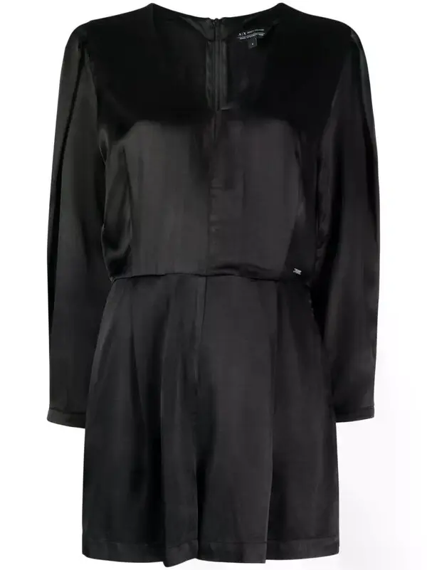 Armani Exchange Logo-plaque Satin-finish Jumpsuit - Black