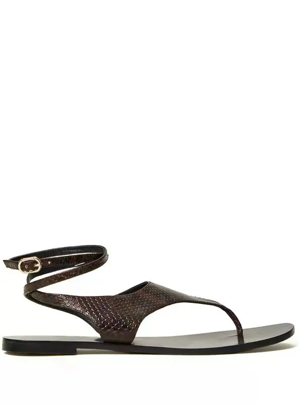 TWINSET Snakeskin-effect Flat Sandals - Brown