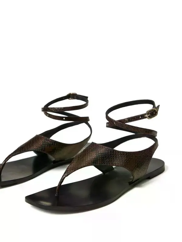 TWINSET Snakeskin-effect Flat Sandals - Brown