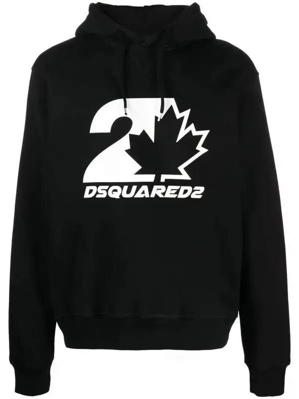 Dsquared2 Logo-print Cotton Drawstring Hoodie - Black