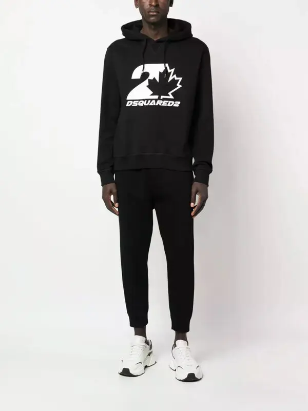 Dsquared2 Logo-print Cotton Drawstring Hoodie - Black