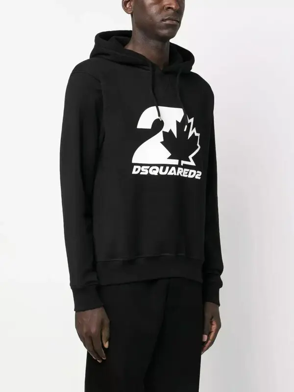 Dsquared2 Logo-print Cotton Drawstring Hoodie - Black