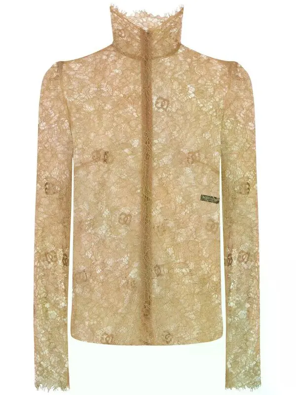 Dolce & Gabbana Sheer Lace High-neck Blouse