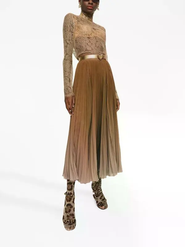 Dolce & Gabbana Sheer Lace High-neck Blouse