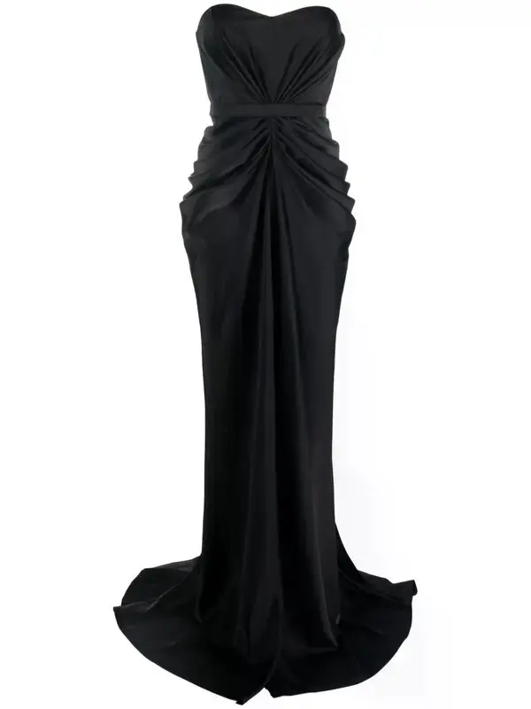 ANA RADU Ruched Strapless Gown - Black