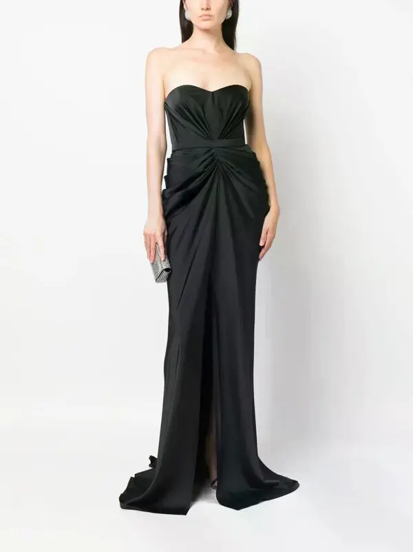 ANA RADU Ruched Strapless Gown - Black