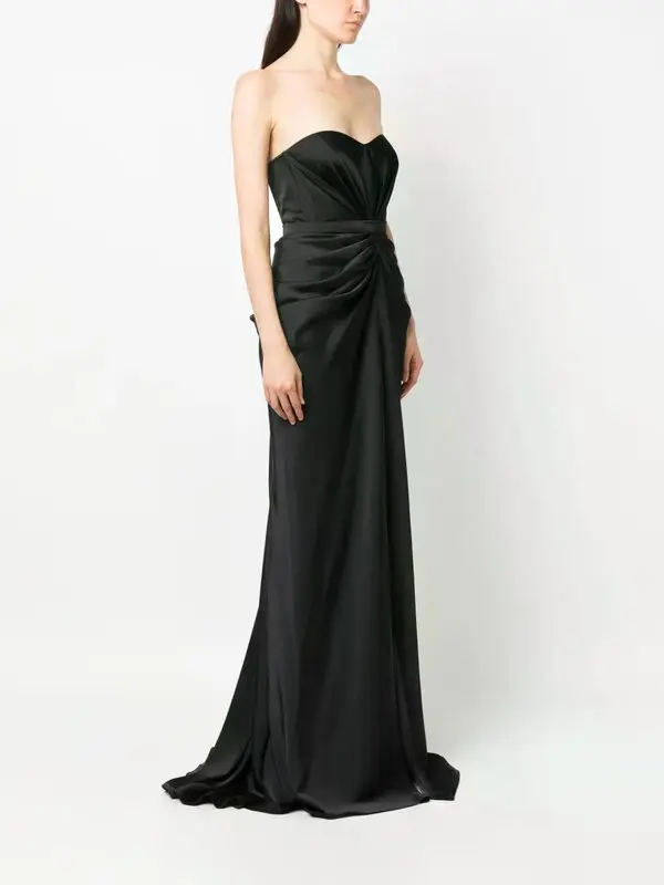 ANA RADU Ruched Strapless Gown - Black