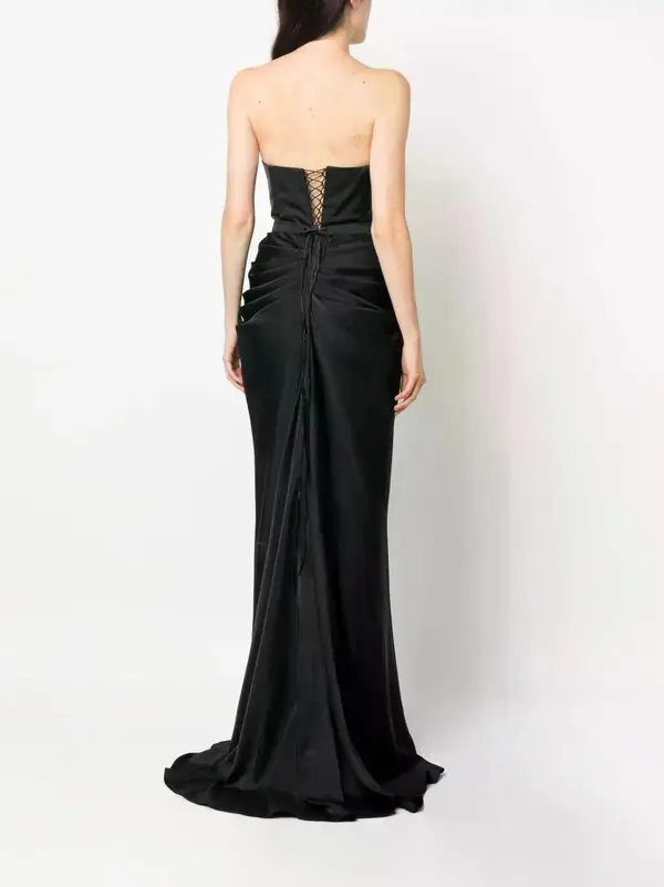 ANA RADU Ruched Strapless Gown - Black