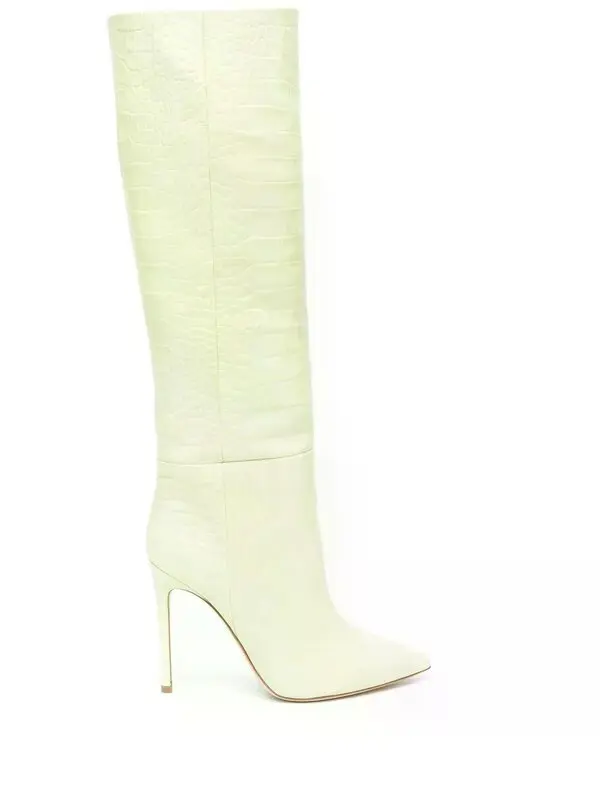 Paris Texas 100mm Crocodile-effect Leather Boots - Green