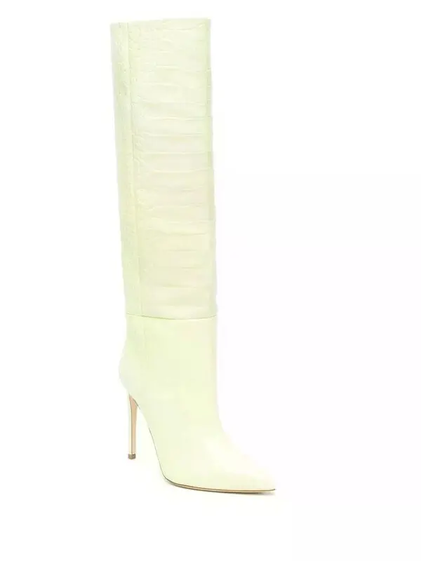 Paris Texas 100mm Crocodile-effect Leather Boots - Green
