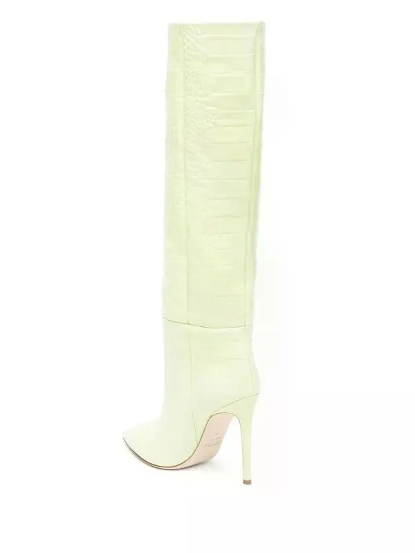 Paris Texas 100mm Crocodile-effect Leather Boots - Green