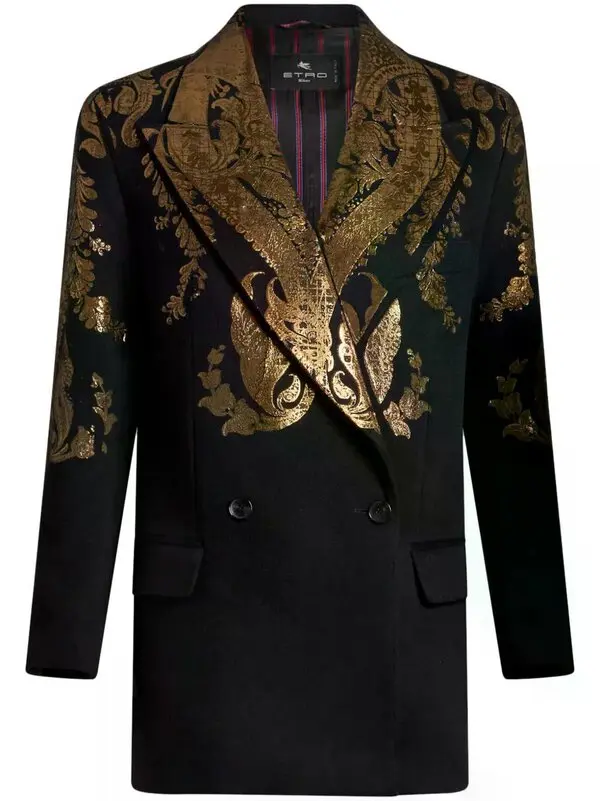 Etro Metallic Paisley Double-breasted Blazer