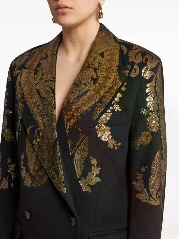 Etro Metallic Paisley Double-breasted Blazer