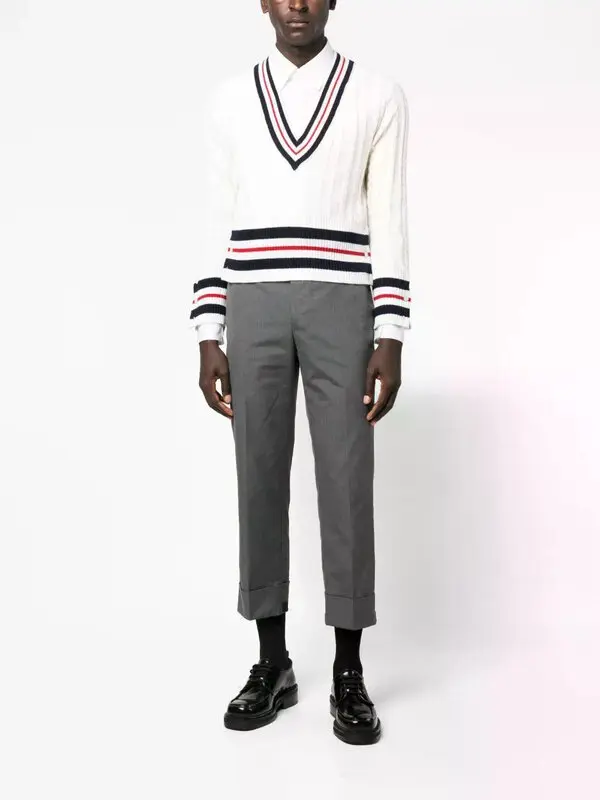 Thom Browne Cropped Straight-leg Trousers - Grey