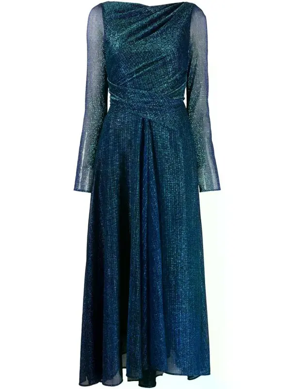 Talbot Runhof Metallic-thread Draped Midi Dress