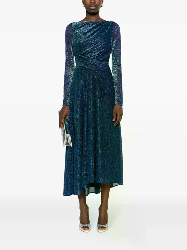 Talbot Runhof Metallic-thread Draped Midi Dress