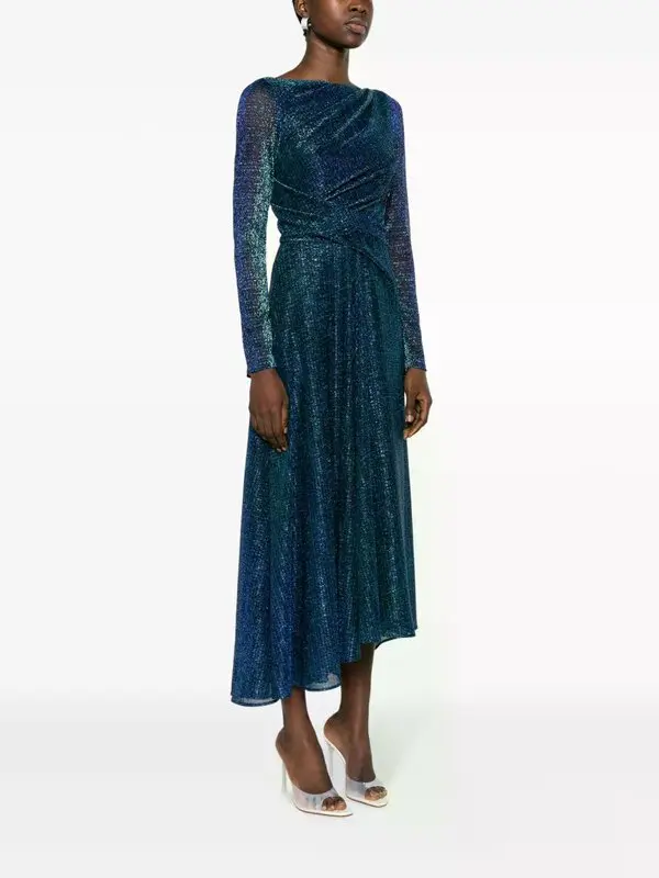 Talbot Runhof Metallic-thread Draped Midi Dress