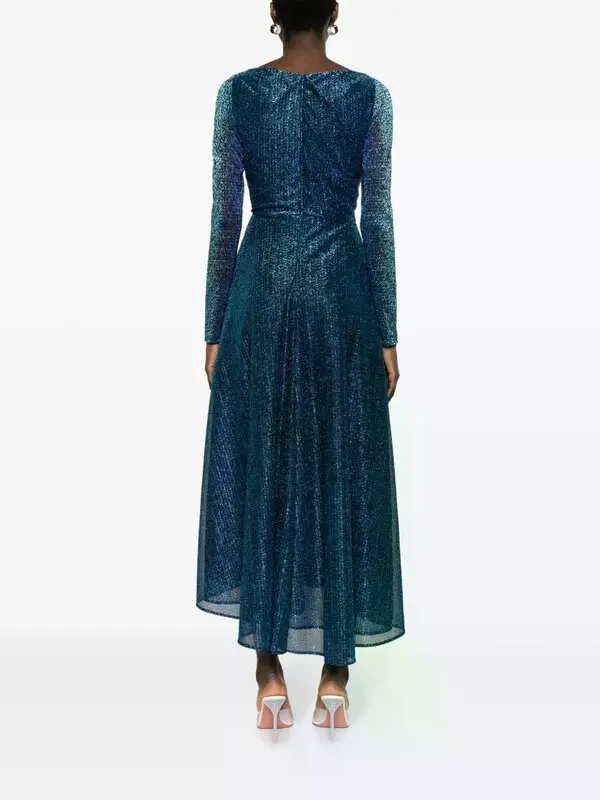 Talbot Runhof Metallic-thread Draped Midi Dress