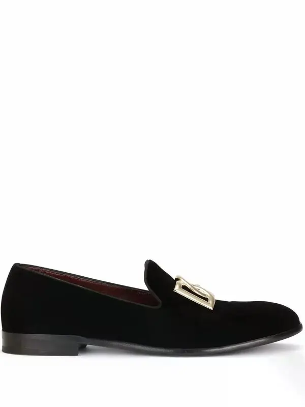 Dolce & Gabbana Dg-logo Velvet Slippers
