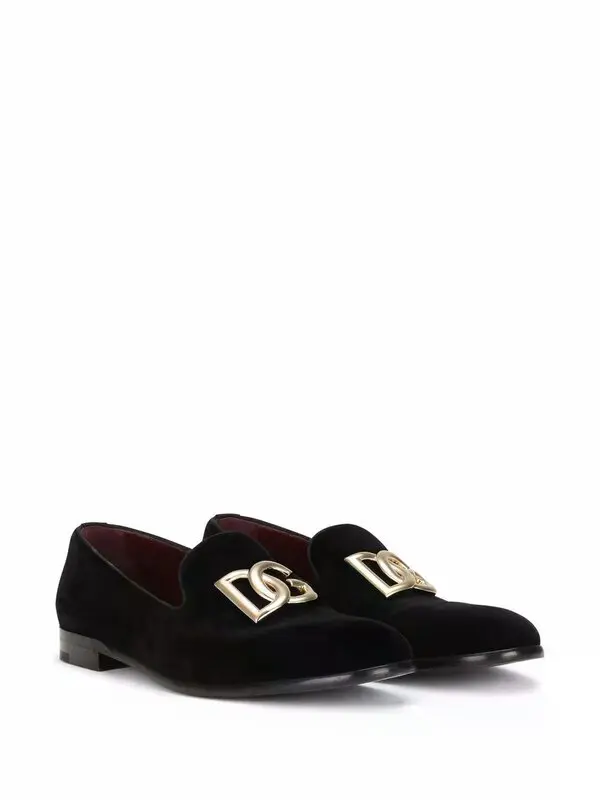 Dolce & Gabbana Dg-logo Velvet Slippers