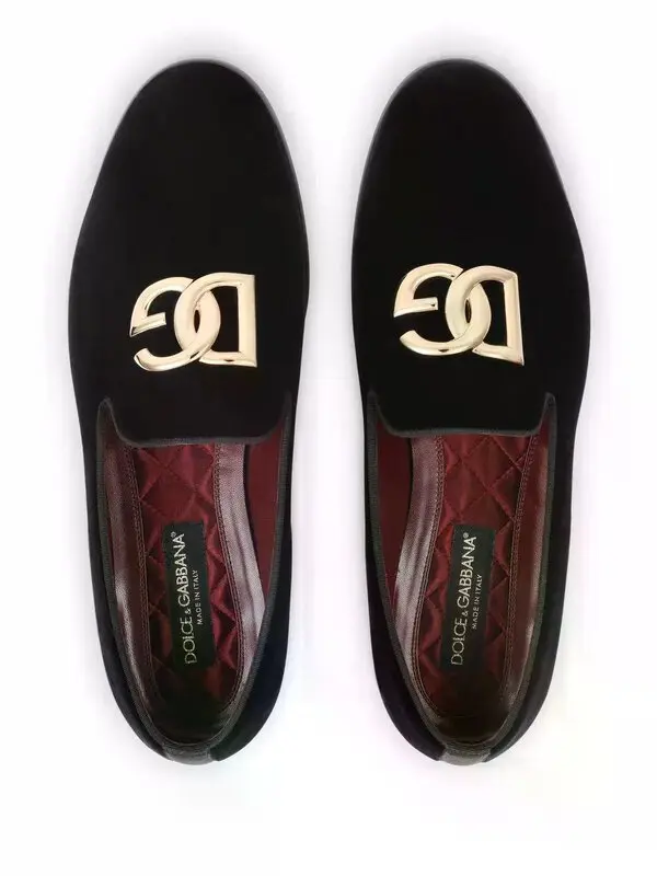 Dolce & Gabbana Dg-logo Velvet Slippers