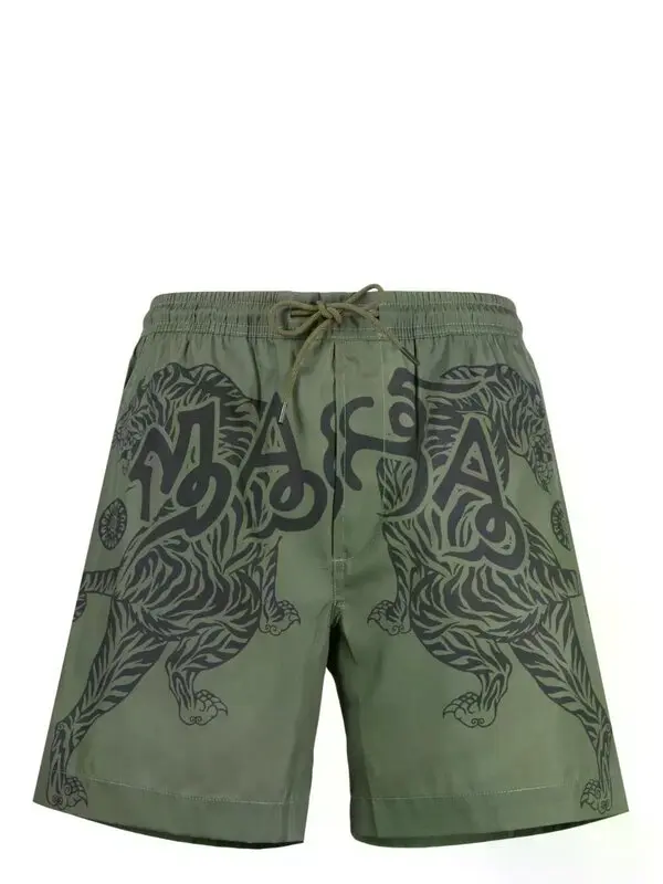MAHARISHI Muay Thai Tiger Print Swim Shorts - Green