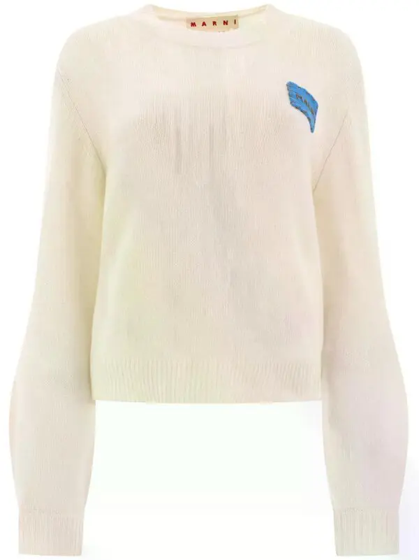 Marni Logo-appliqué Cashmere Jumper - Neutrals
