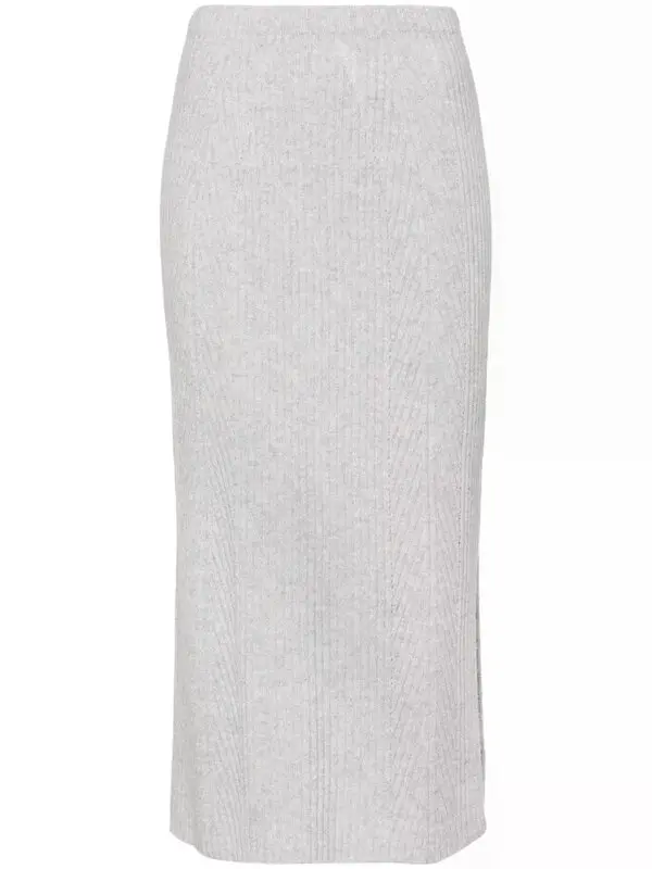 TWINSET Lurex Ribbed-knit Midi Skirt